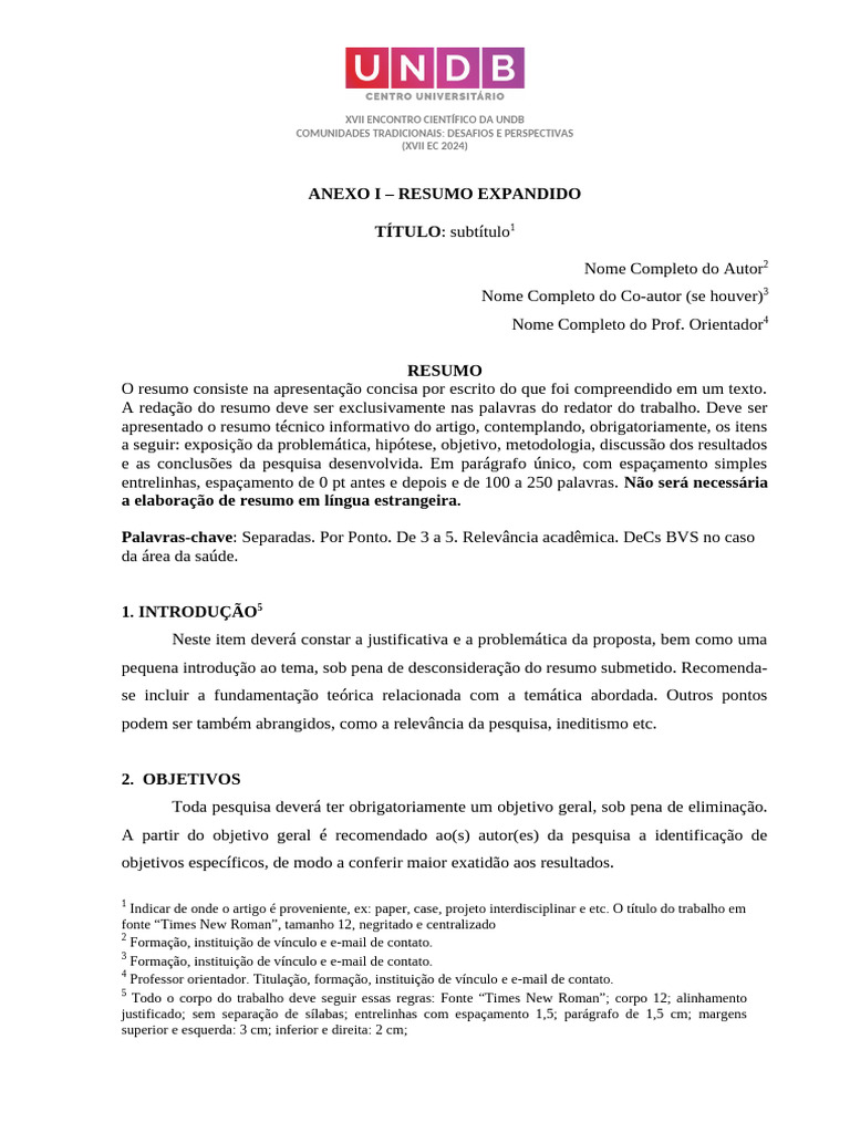 Template - Resumo Expandido (Short Paper) | PDF | Abstract (resumo)