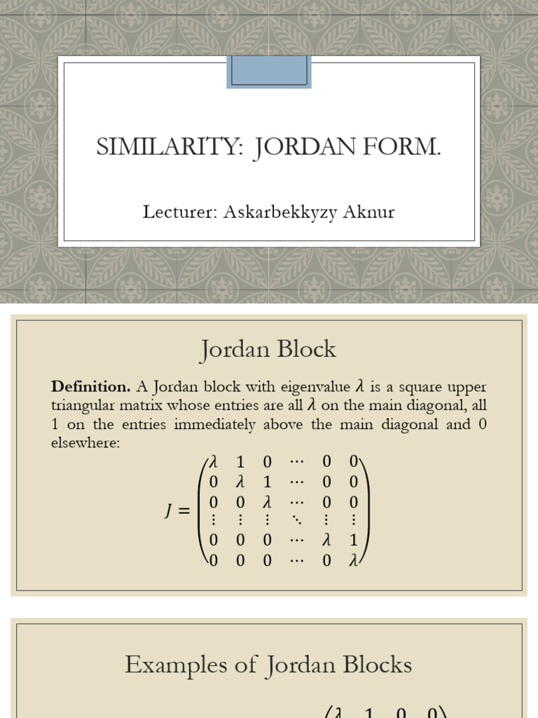 Lec13 Jordan Form | PDF | Eigenvalues And Eigenvectors | Matrix (Mathematics)