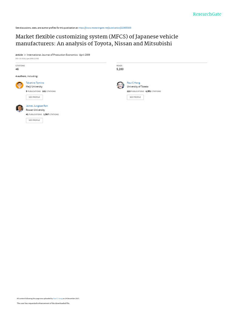 Market Flexible Customizing System MFCS of Japanes | PDF | Supply Chain | Inventory