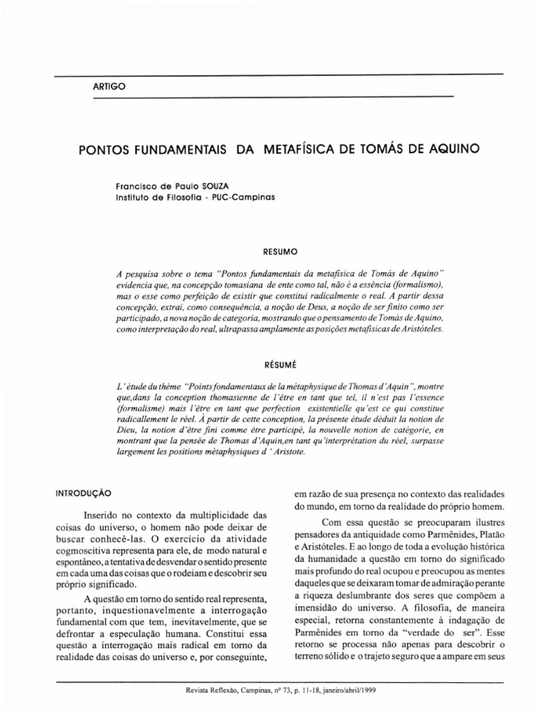 Metafísica de Tomás de Aquino: Fundamentos | PDF | Metafísica ...