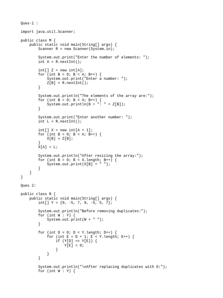 Java Array Operations and Examples | PDF | Computer Data | Computer Science