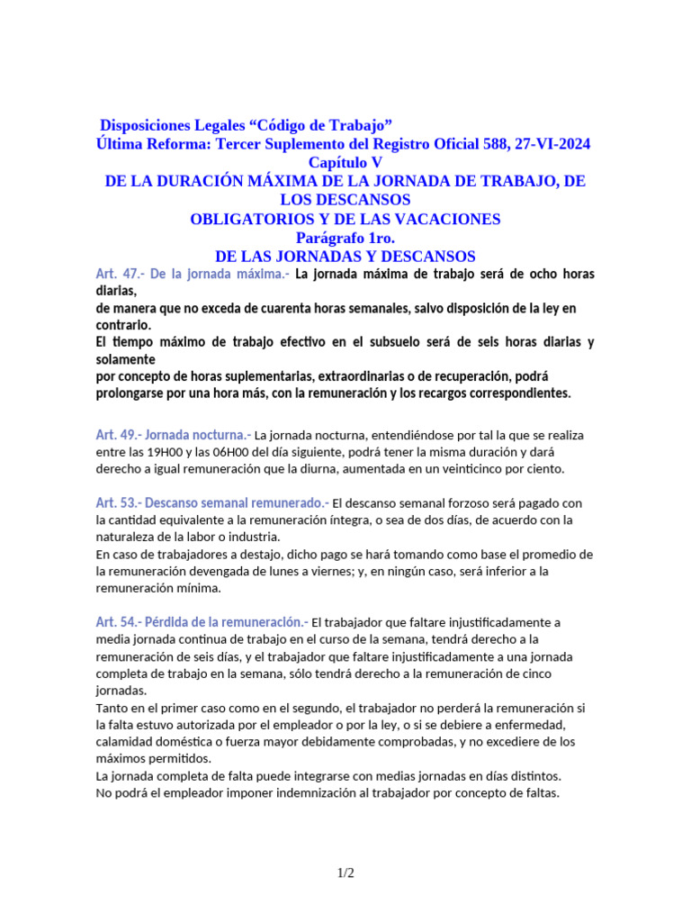 Cód Trab (Jor. Noct. y Horas Sup y Ext Actualizado | PDF | Salario ...