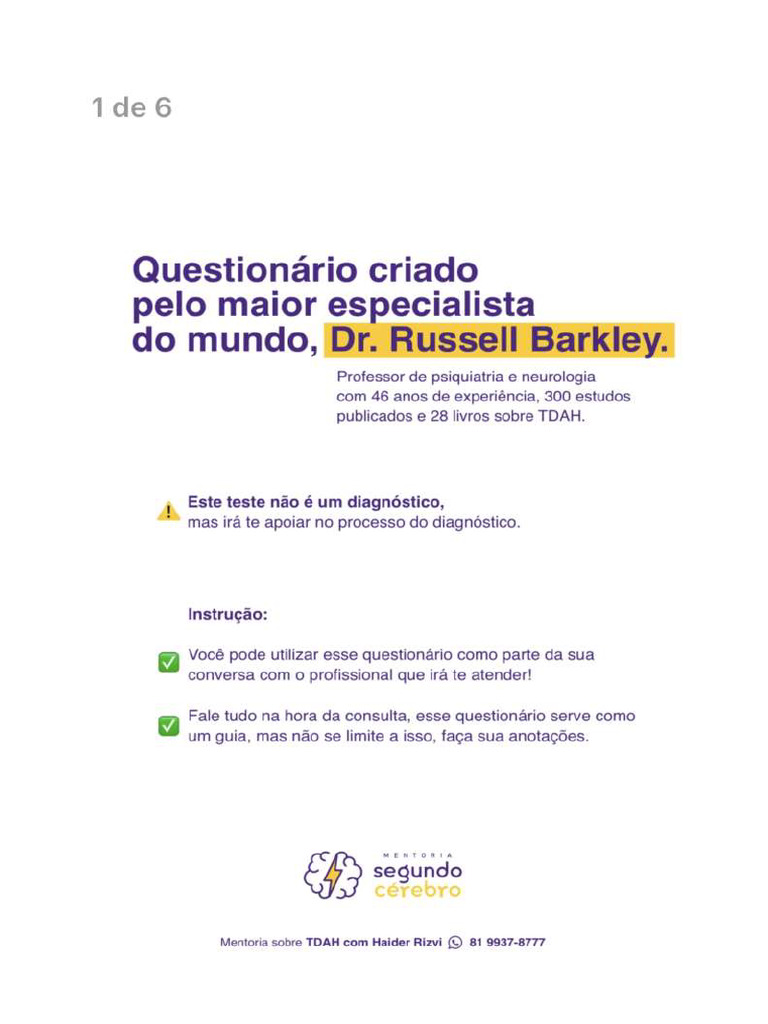 Questionário para TDAH | PDF
