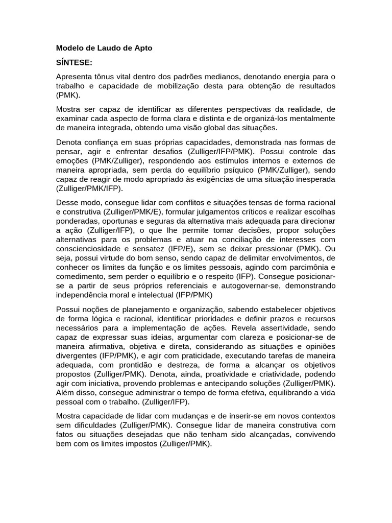 Modelo de Apto | PDF | Pensamento | Psicologia