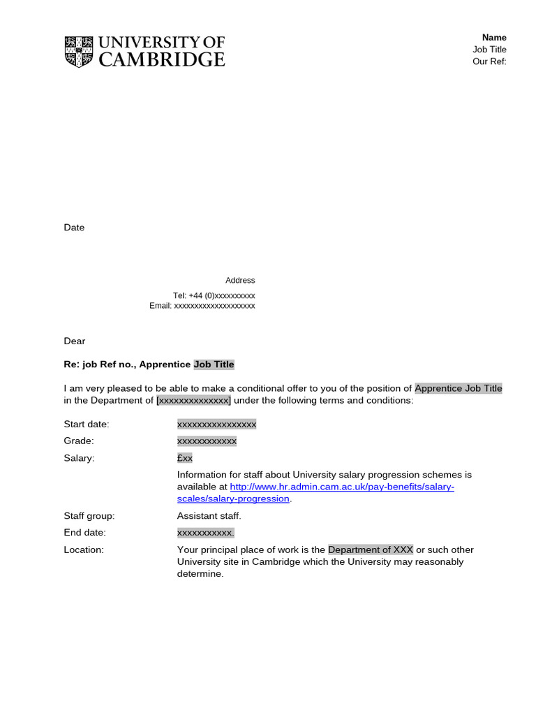 Apprenticeship Offer Letter | PDF | Business