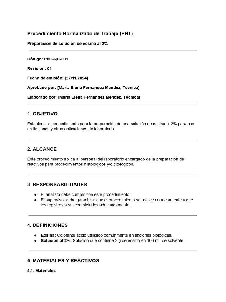 Procedimiento Normalizado de Trabajo (PNT) | PDF | Laboratorios