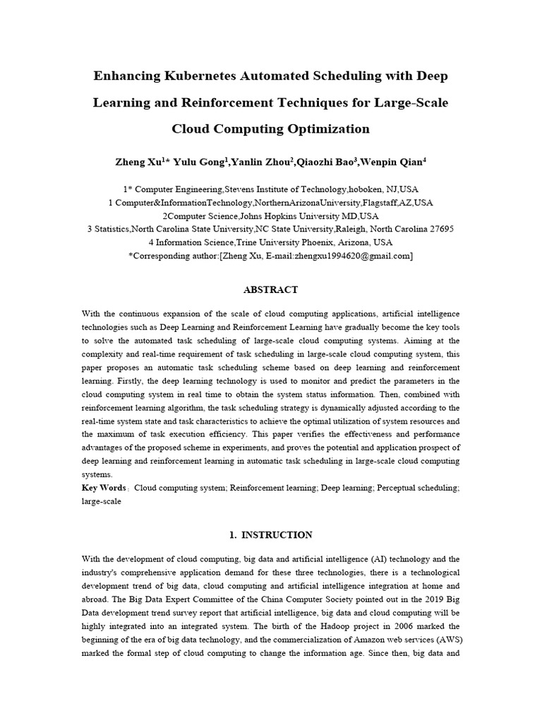 Enhancing Kubernetes Automated Scheduling with Deep Learning and ... Enhancing Kubernetes Automated Scheduling with Deep Learning and ...