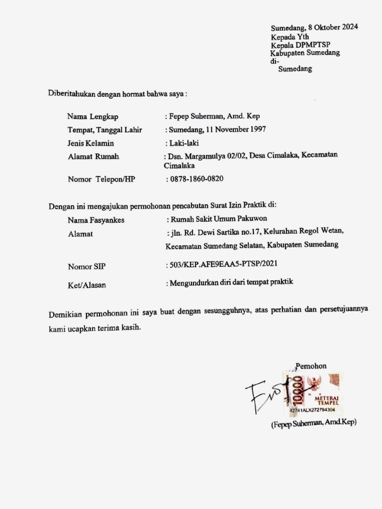 Baru Permohonan Pencabutan Sip | PDF