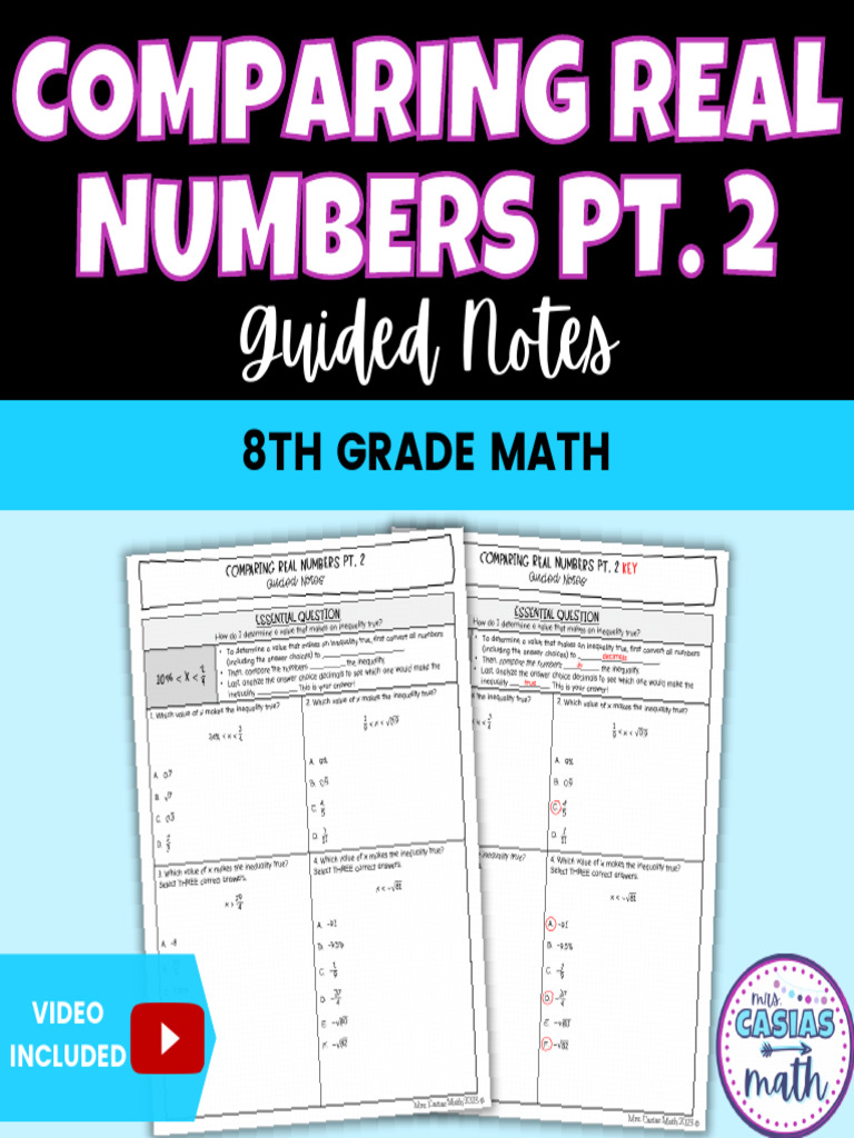 Guided Notes: Comparing Real Numbers Pt. 2 | PDF