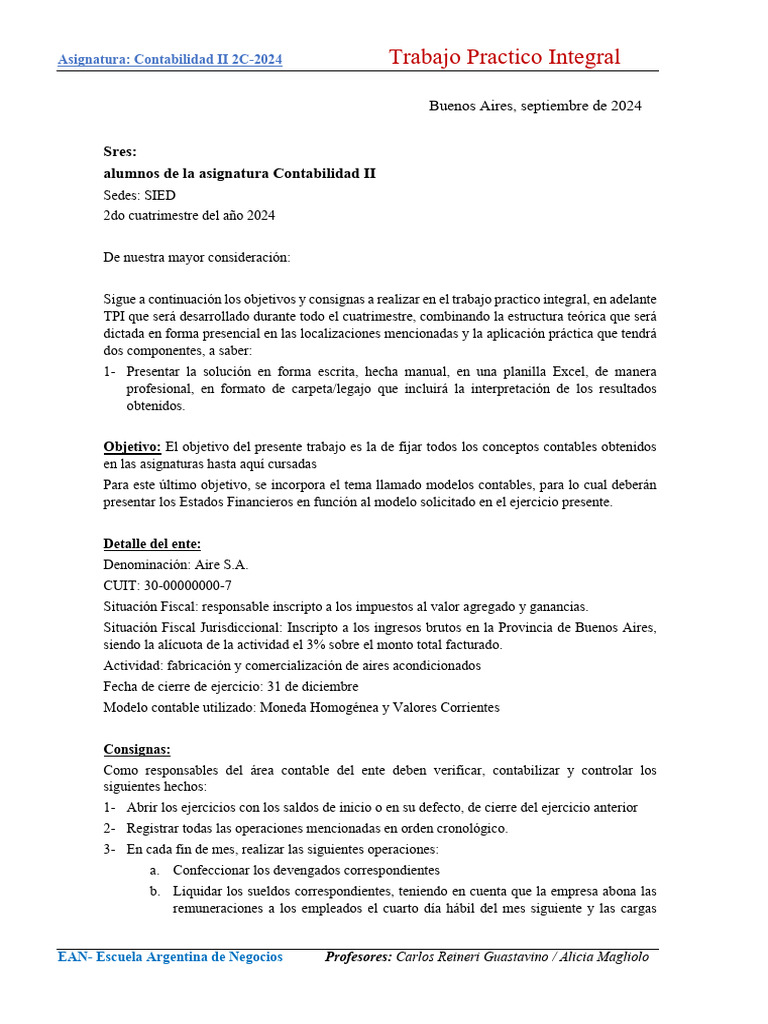 TP Final Contabilidad | PDF | Contabilidad | Cheque
