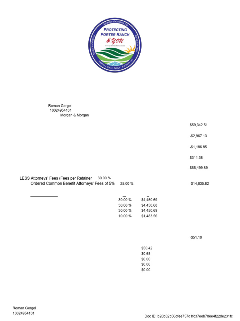 SoCalGas Leak Settlement - Award Acknowledge - 10024954101 | PDF ...