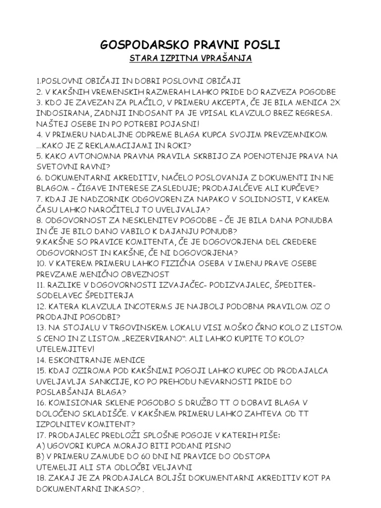 GPP - Stara Izpitna Vprašanja | PDF