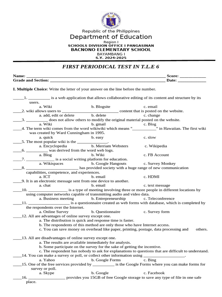 PT Tle 6 1ST Quarter | PDF | Sales | Wiki
