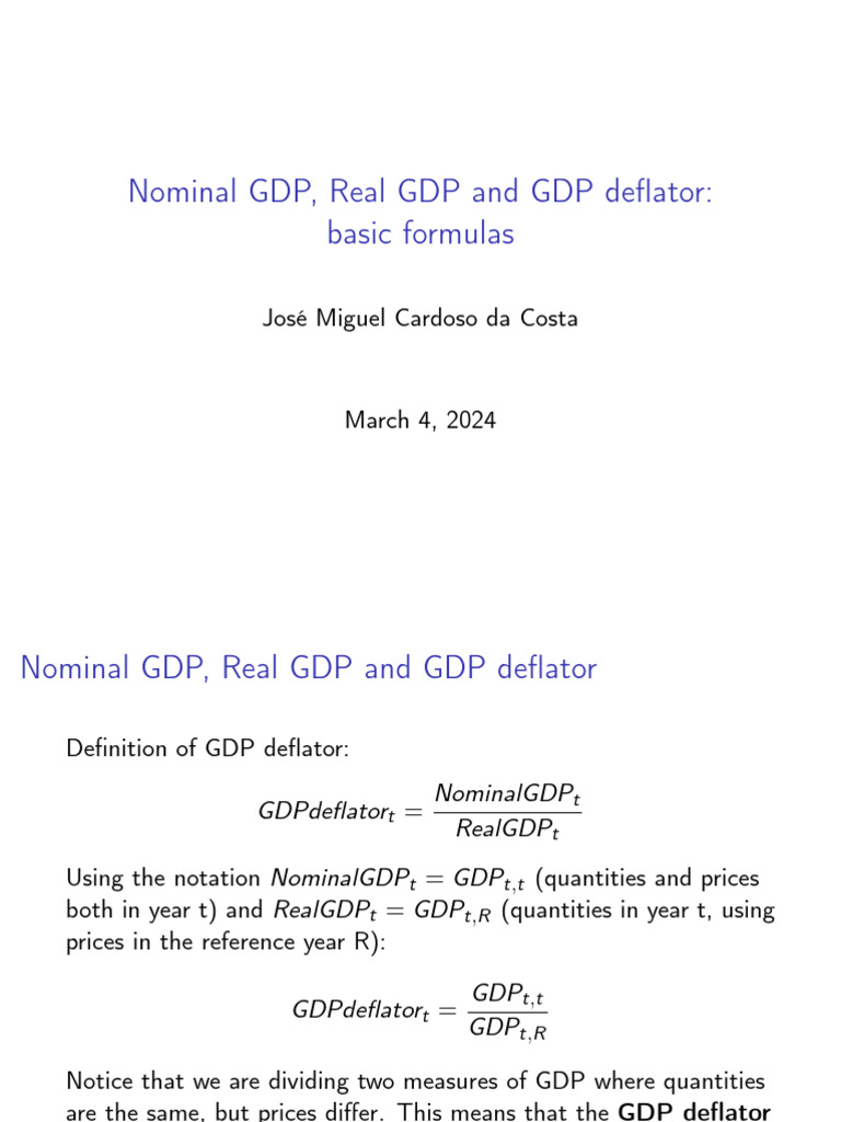 GDP Deflator - Basic Formulas | PDF