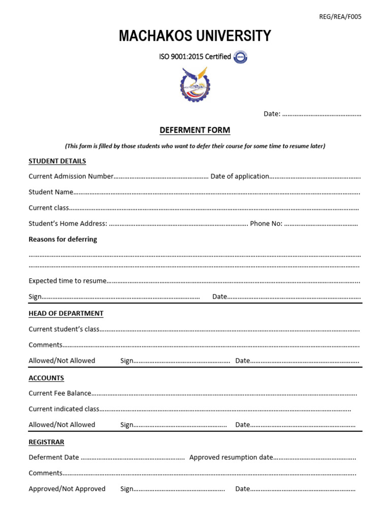Deferment Form 1 | PDF