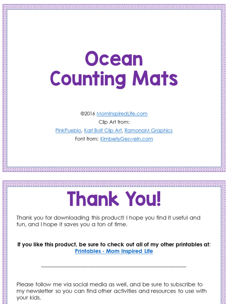 Ocean Counting Mats 1 10 | PDF