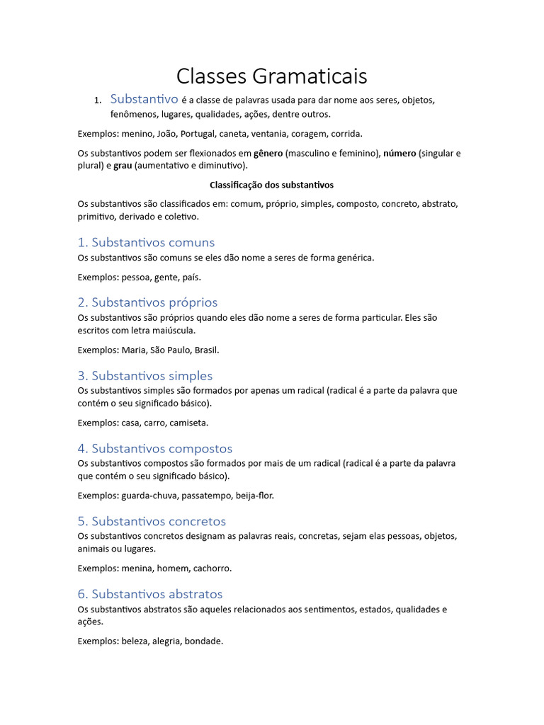 Classes Gramaticais | PDF | Pronome | Plural