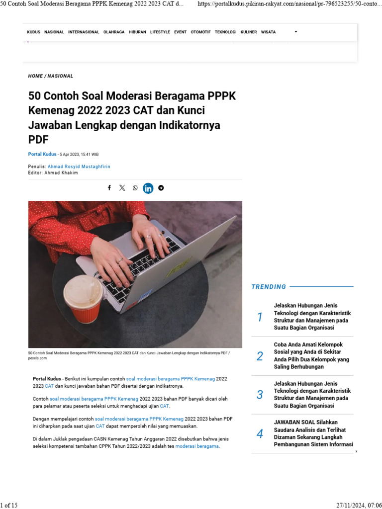 50 Contoh Soal Moderasi Beragama PPPK Kemenag 2022 2023 CAT Dan Kunci Jawaban Lengkap Dengan ...