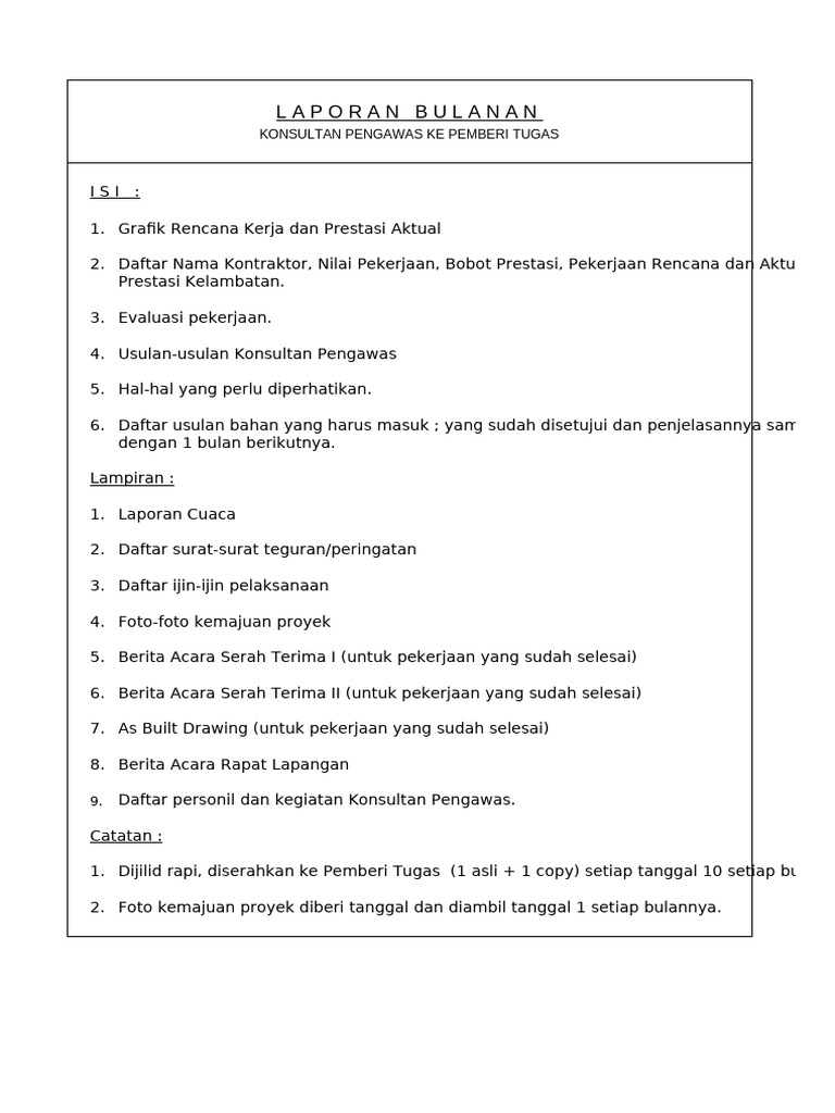 Item Laporan Bulanan | PDF