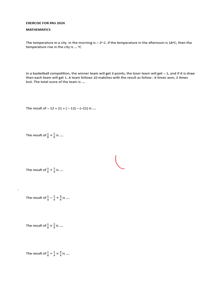 Math Exercises for PAS 2024 | PDF