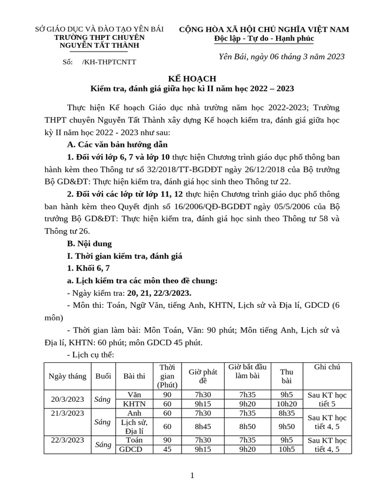 1.Kh KT Giua Hk2 2 | PDF