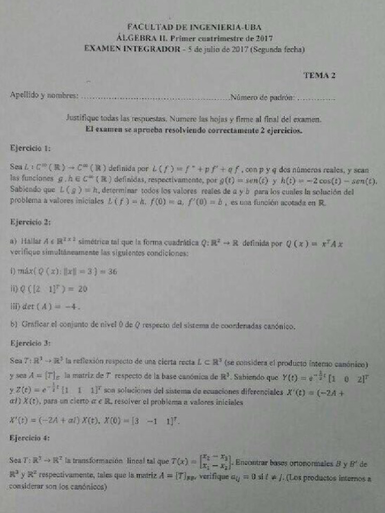 Álgebra II Integrador 05-07-17 | PDF