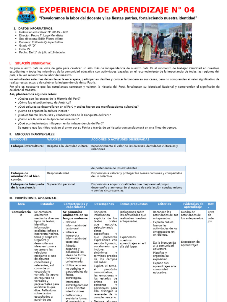 Experiencia de Aprendizaje N°4-Julio | PDF | Geometría | Imperio Inca Experiencia de Aprendizaje N°4-Julio | PDF | Geometría | Imperio Inca