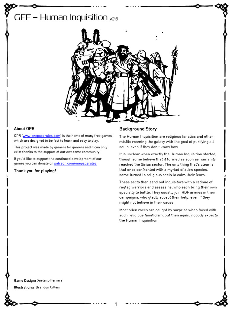 GFF - Human Inquisition v2.6 | PDF