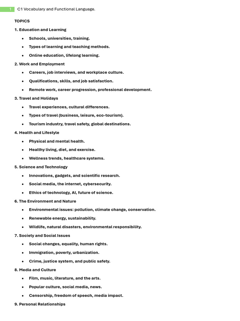 C1 Vocabulary and Functional Language | PDF | Reason | Social Media