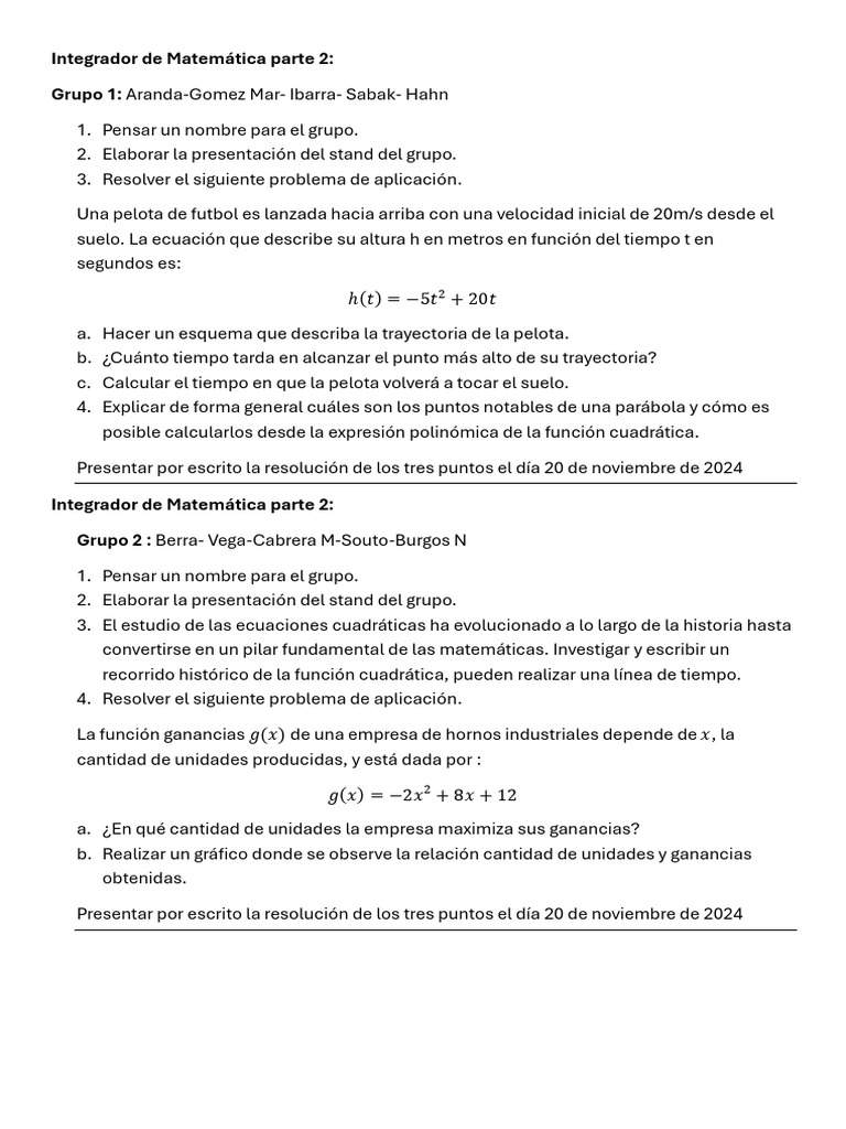 Integradora 4tob | PDF | Función (Matemáticas) | Ecuaciones