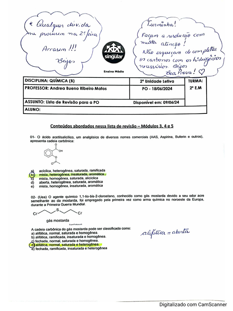 Gabarito - Lista de Revisão-2 | PDF Gabarito - Lista de Revisão-2 | PDF