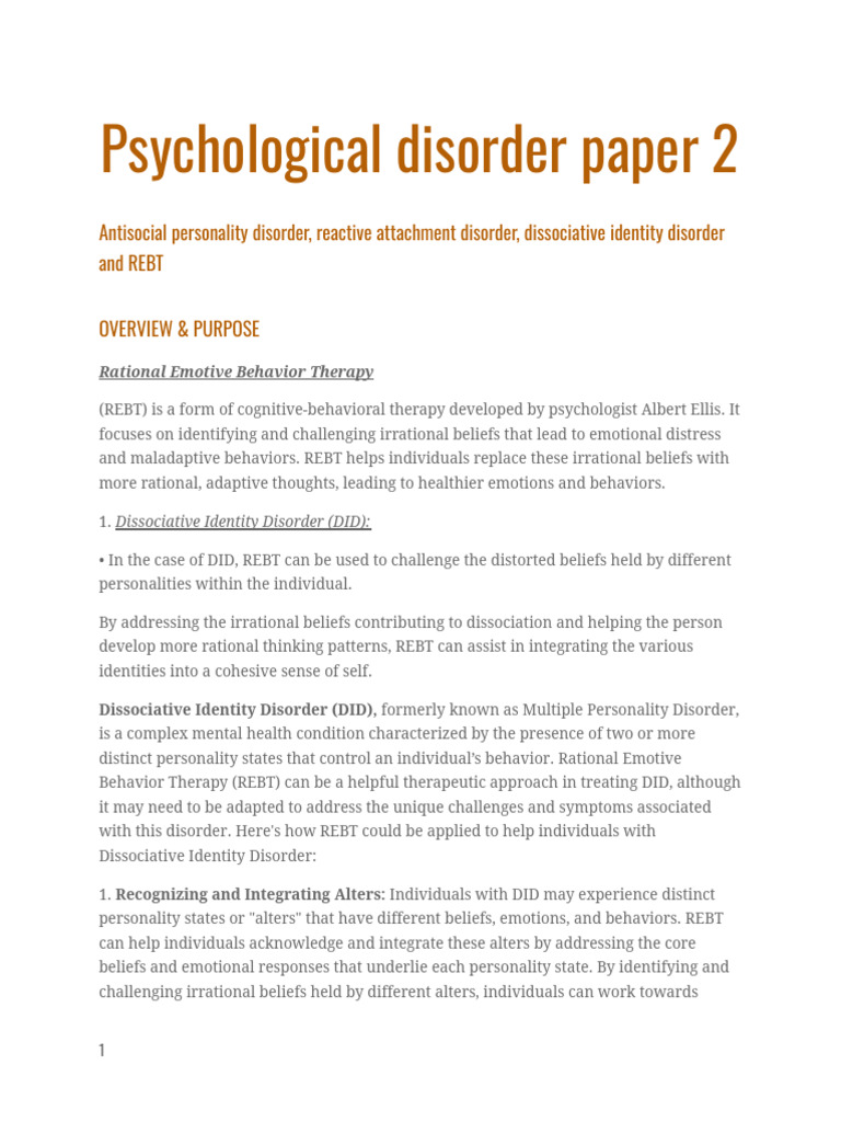 Personality Paper 2 | PDF | Rational Emotive Behavior Therapy ...