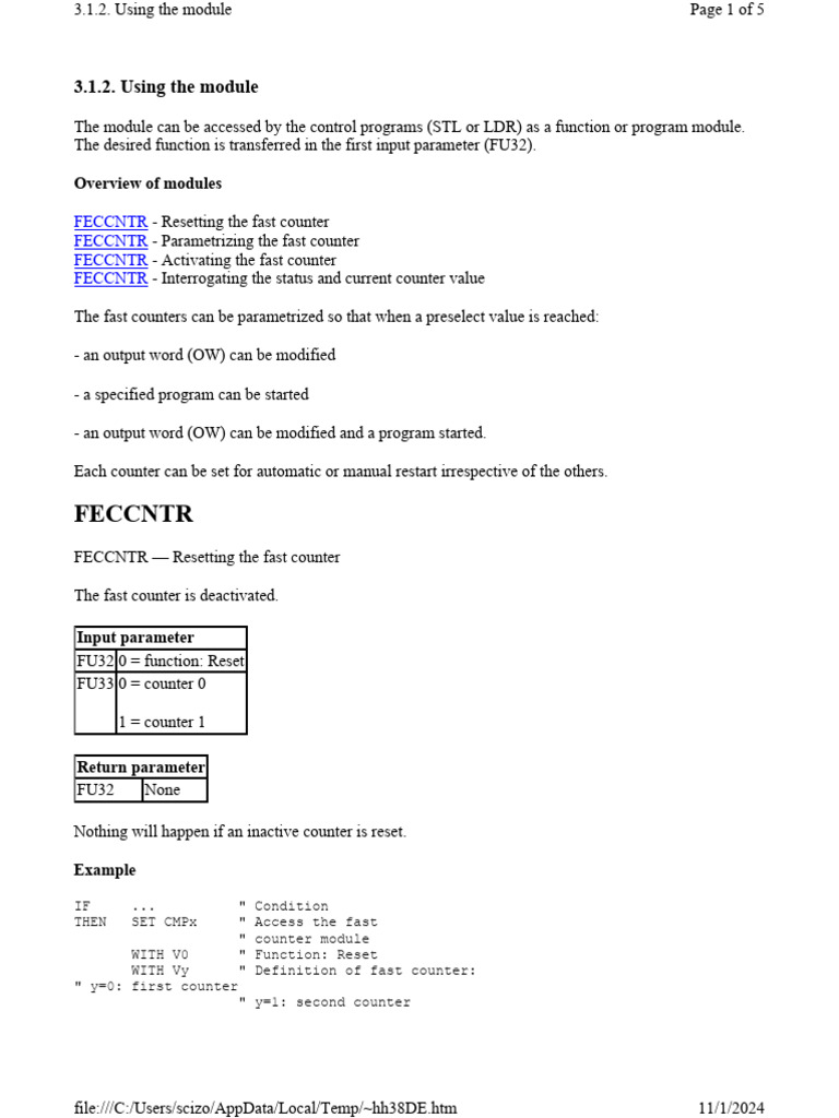 Fast Counter Function Documentation | PDF | Parameter (Computer ...
