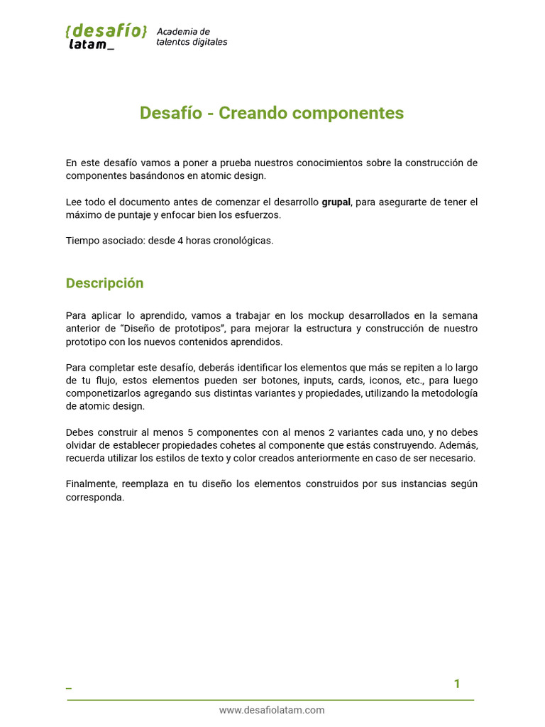 Desafío - Creando Componentes | PDF