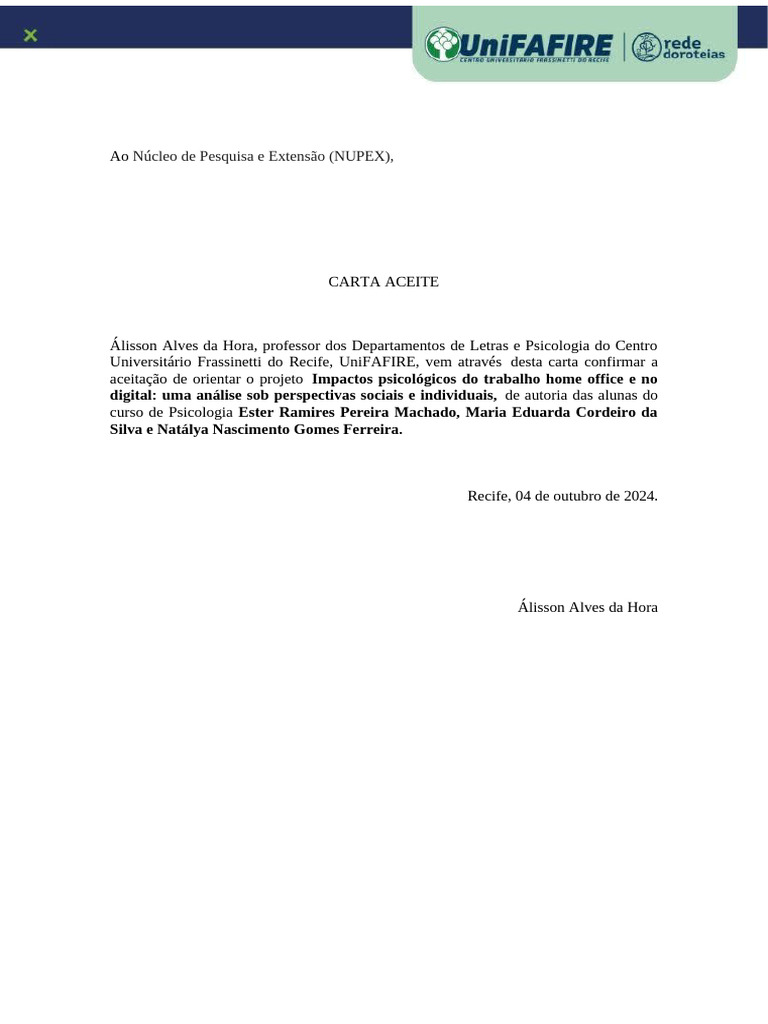 Carta Aceite - NUPEX Assinado | PDF