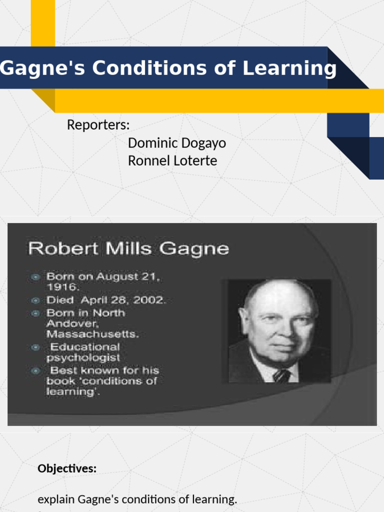 Gagne's Condition of Learning | PDF | Learning | Recall (Memory)
