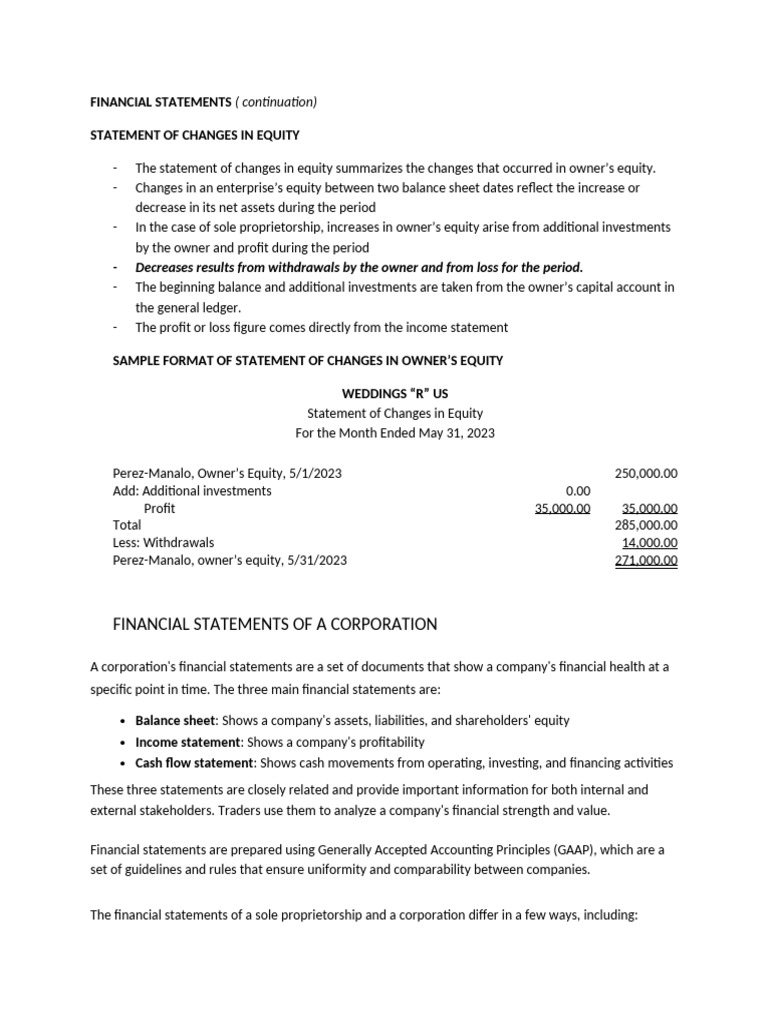 Statement of Changes in Equity Explained | PDF | Equity (Finance ...