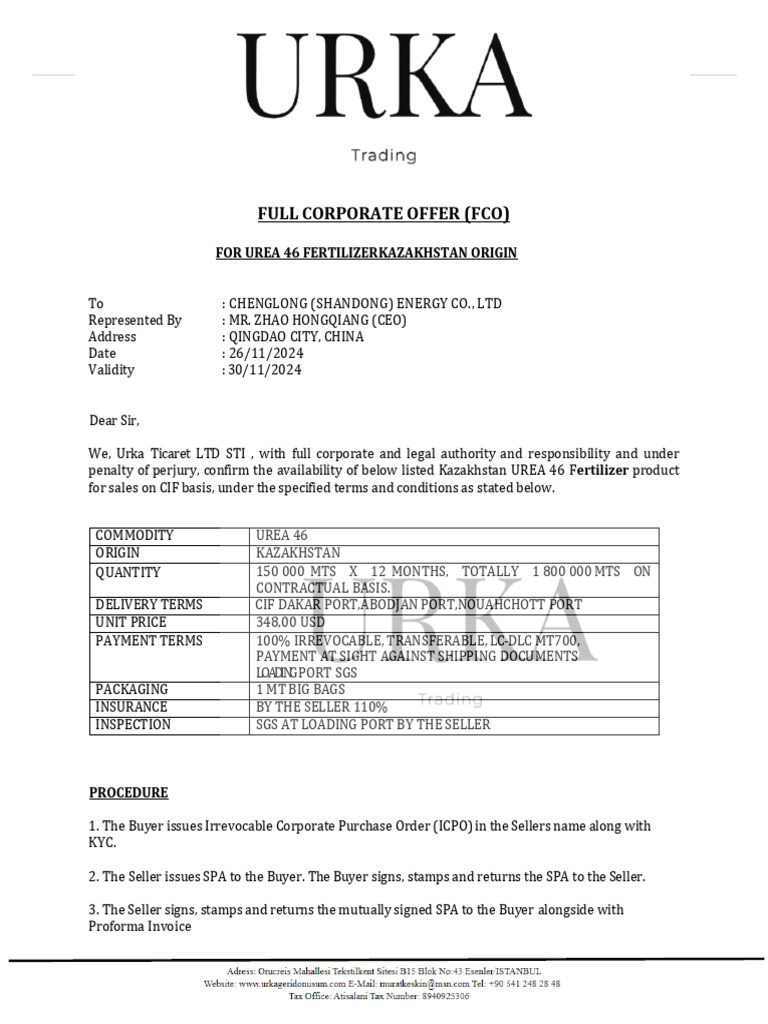 Fco For Chenglong Company | PDF | Business