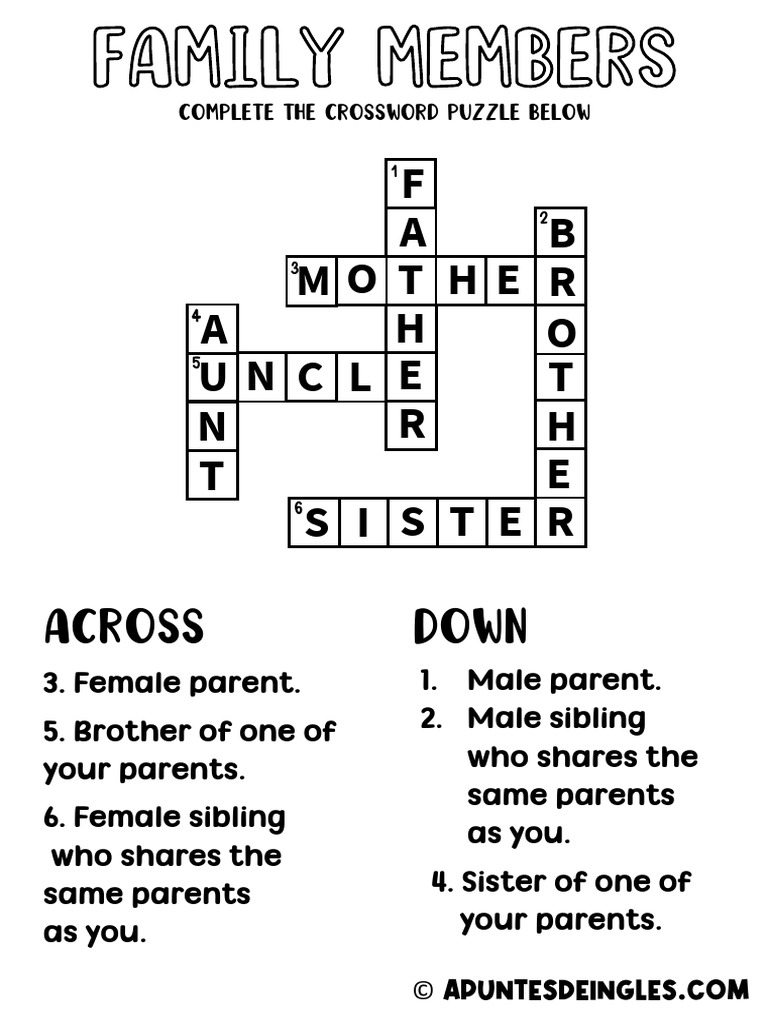 Soluciones - Crucigrama de Los Miembros de La Familia en Inglés 1 | PDF