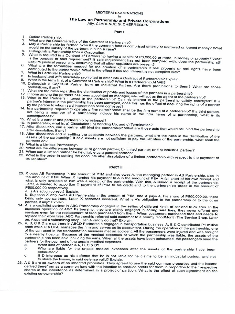 Midterm Exams Business Laws and Regulations | PDF