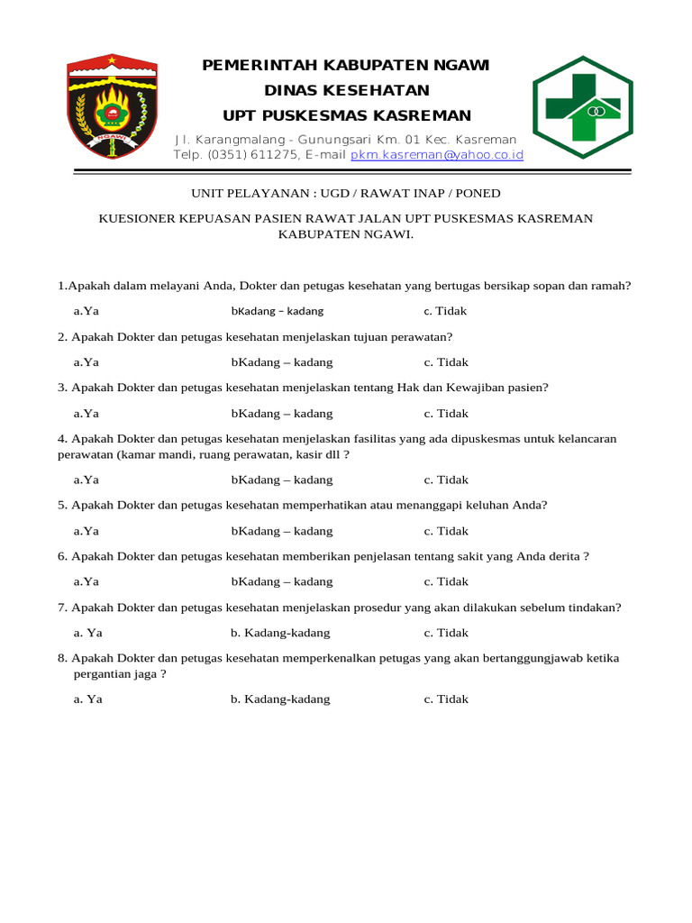 Kuesioner Ranap | PDF