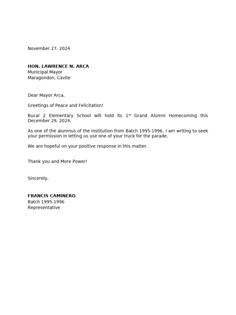Request Letter Mayor Umbe | PDF