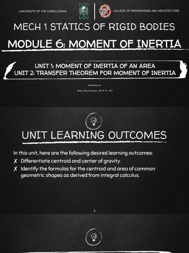 Mech 1 Module 6 Unit 1 (Moment of Inertia of An Area) and Unit 2 (Transfer T | PDF | Area ...