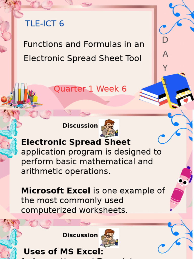 Lecture PPT TLE ICT Q1 Week 6 | PDF | Spreadsheet | Microsoft Excel