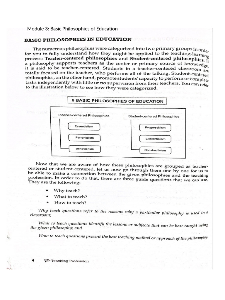 Module 3 Basic Philosophies of Education | PDF