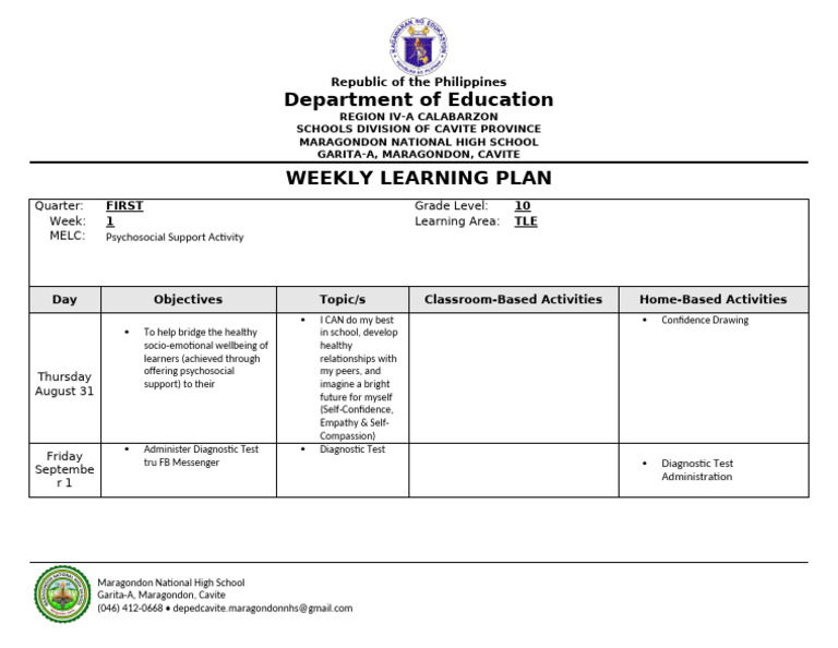 WLP - Grade 10-Cookery - Q1W1 | PDF