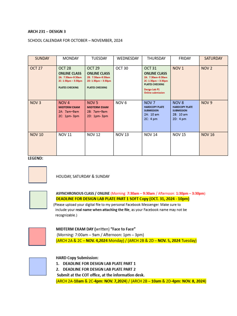 Schedule Arch 231 | PDF