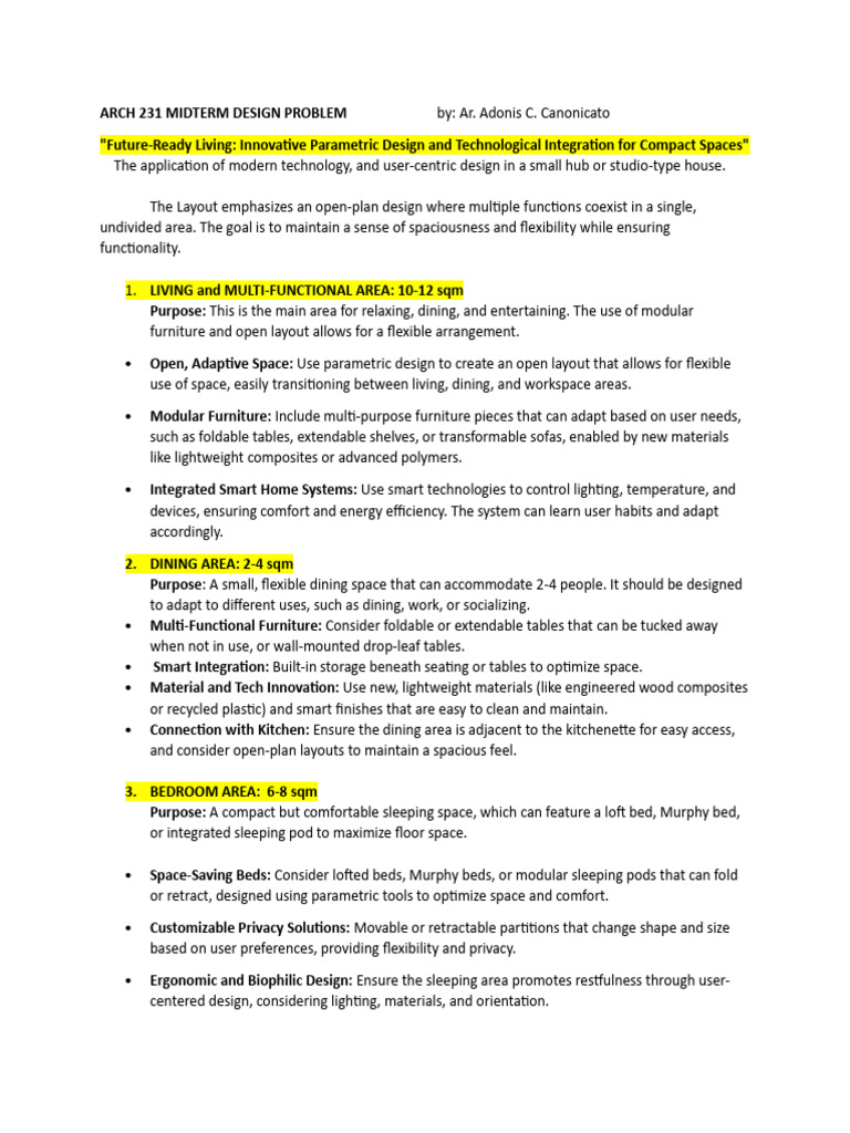 Arch 231 Midterm Design Problem | PDF