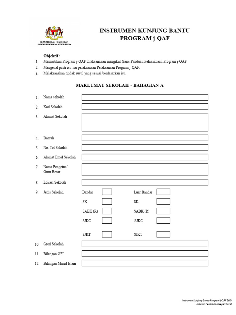 j-QAF - Instrumen Pemantauan Program j-QAF 2024 | PDF