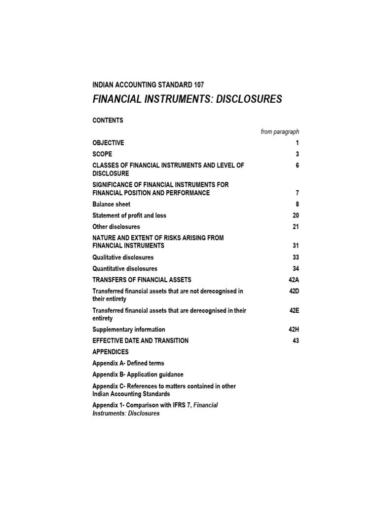 7 Ind As 107 Financial Instruments Disclosures | PDF | Fair Value ...